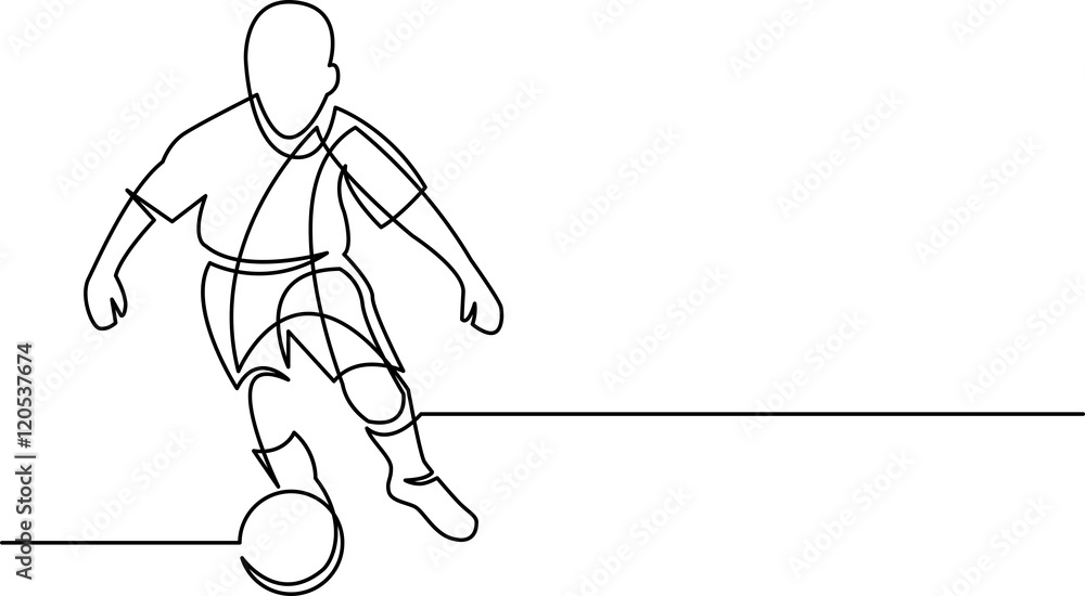 continuous line drawing of youth soccer player Stock Vector | Adobe Stock