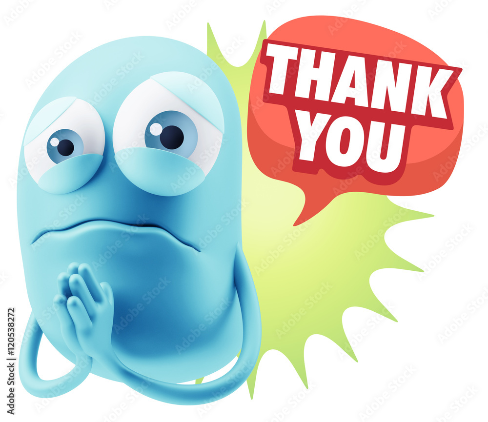 3d Rendering Sad Character Emoticon Expression saying Thank You Stock ...