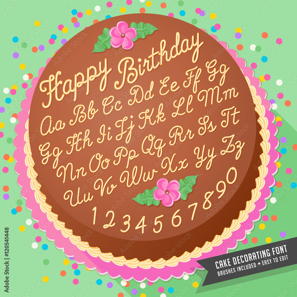 gradient free vector cake decorator icing font with birthday cake Stock ...