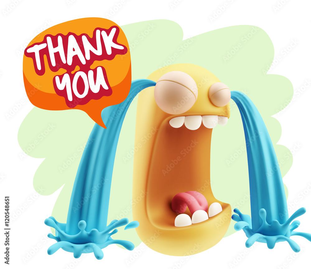 3d Rendering Sad Character Emoticon Expression saying Thank You Stock ...