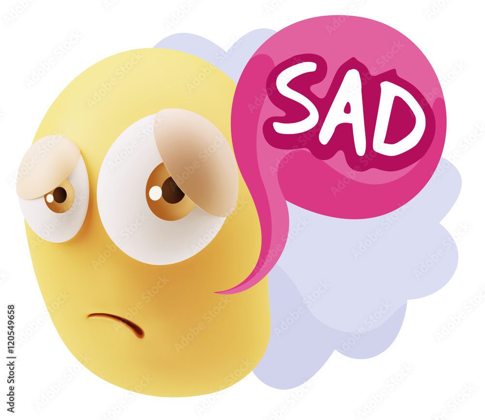3d Rendering Sad Character Emoticon Expression saying Sad with C Stock ...