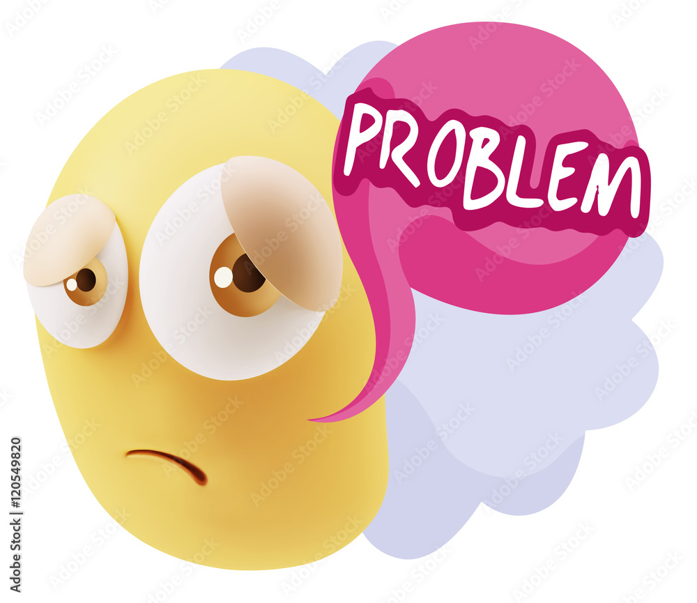 3d Rendering Sad Character Emoticon Expression saying Problem wi Stock ...