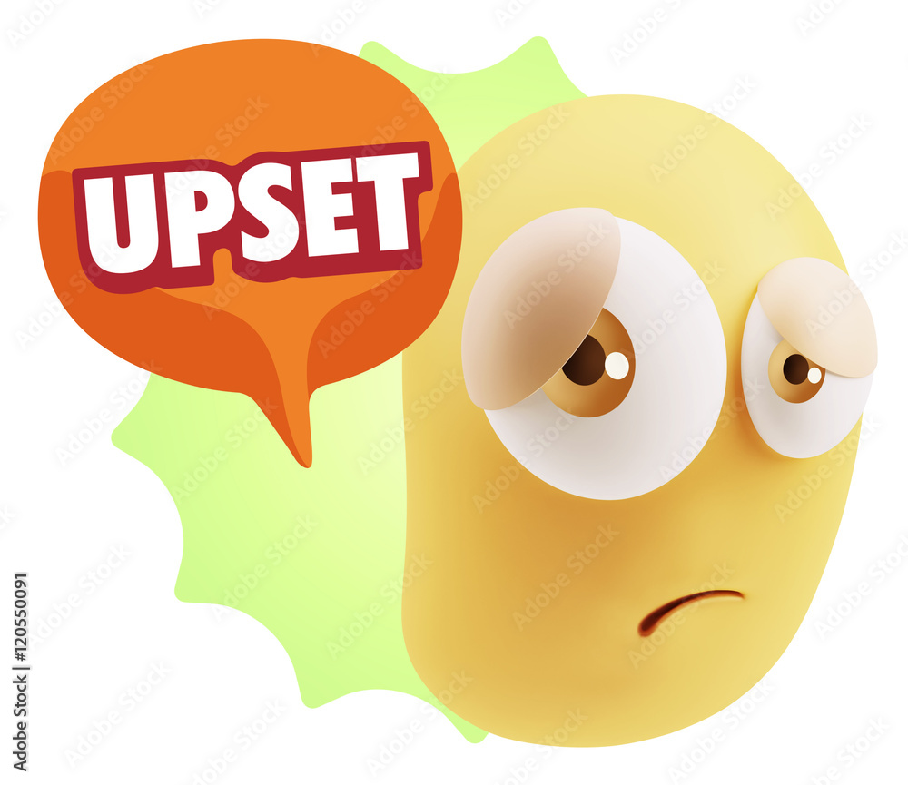 3d Rendering Sad Character Emoticon Expression saying Upset with Stock ...