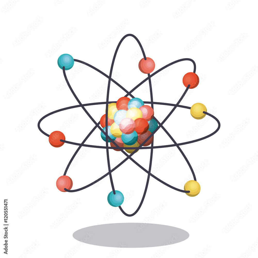 Multicolored atom icon. Science laboratory and chemistry theme ...