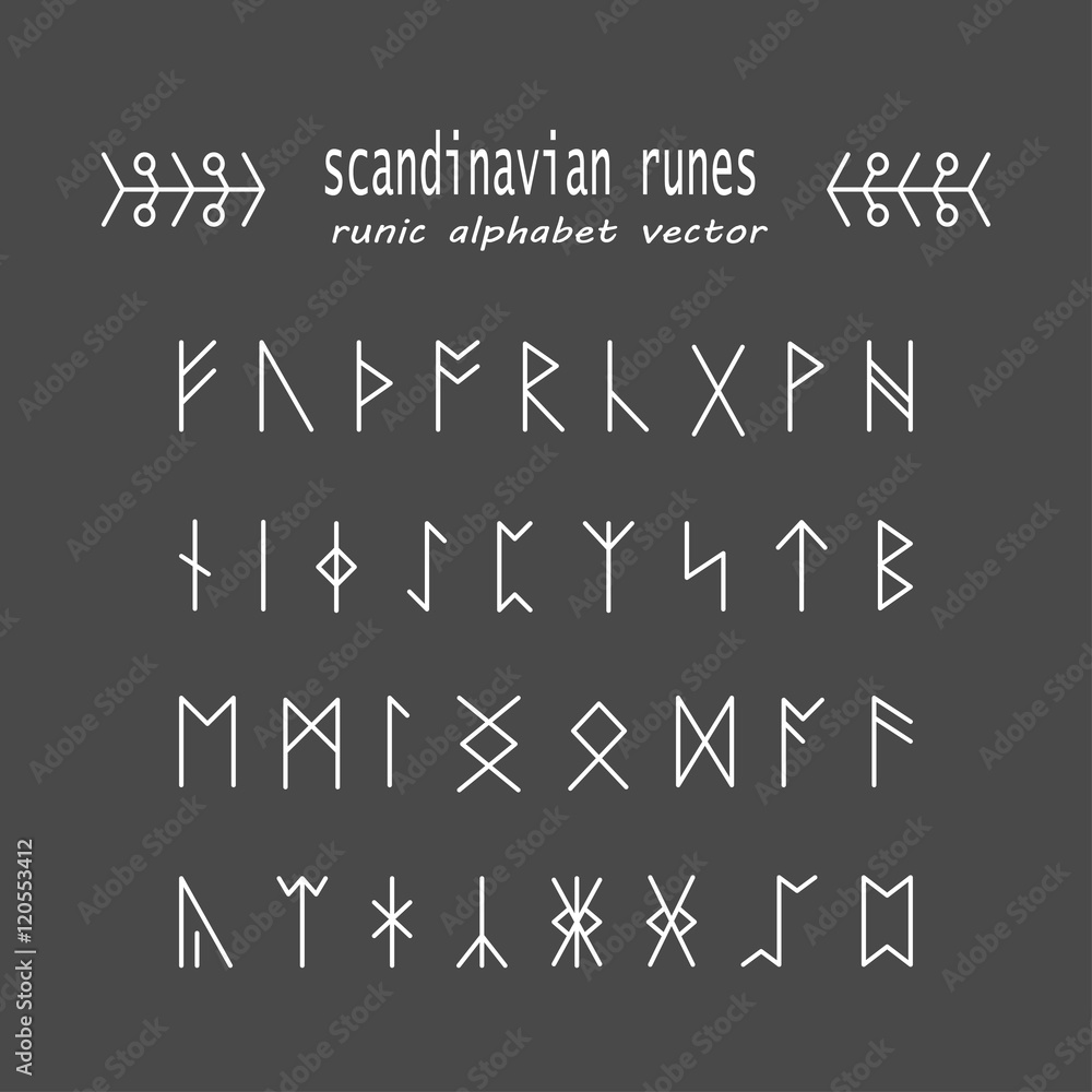 Rune alphabet. Occult ancient symbols. Stock Vector | Adobe Stock