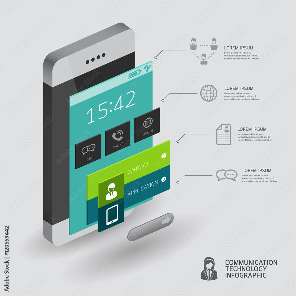 infographic communication and connection concept with smartphone ...