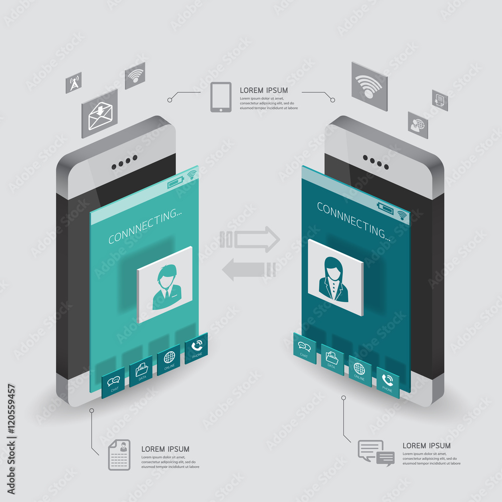 infographic communication and connection concept with smartphone ...
