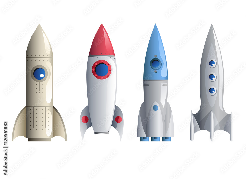 Rocket Symbol Icons Set Isolated Realistic Template Vector Illustration ...