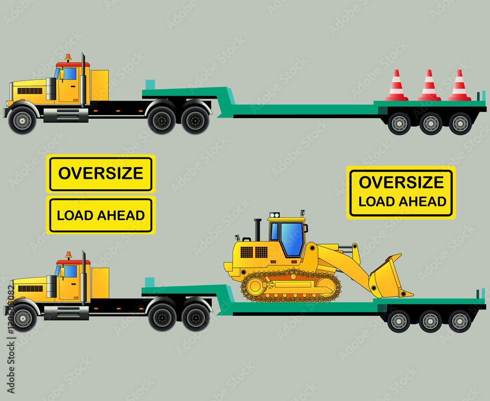 Oversize load truck and trailers, isolated, vector Stock Vector | Adobe ...