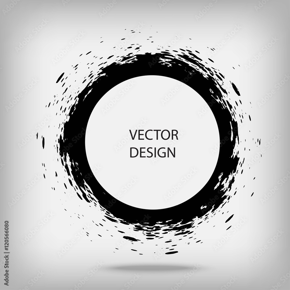 Hand drawn splatter circle shape. Label, logo design element. Abstract ...