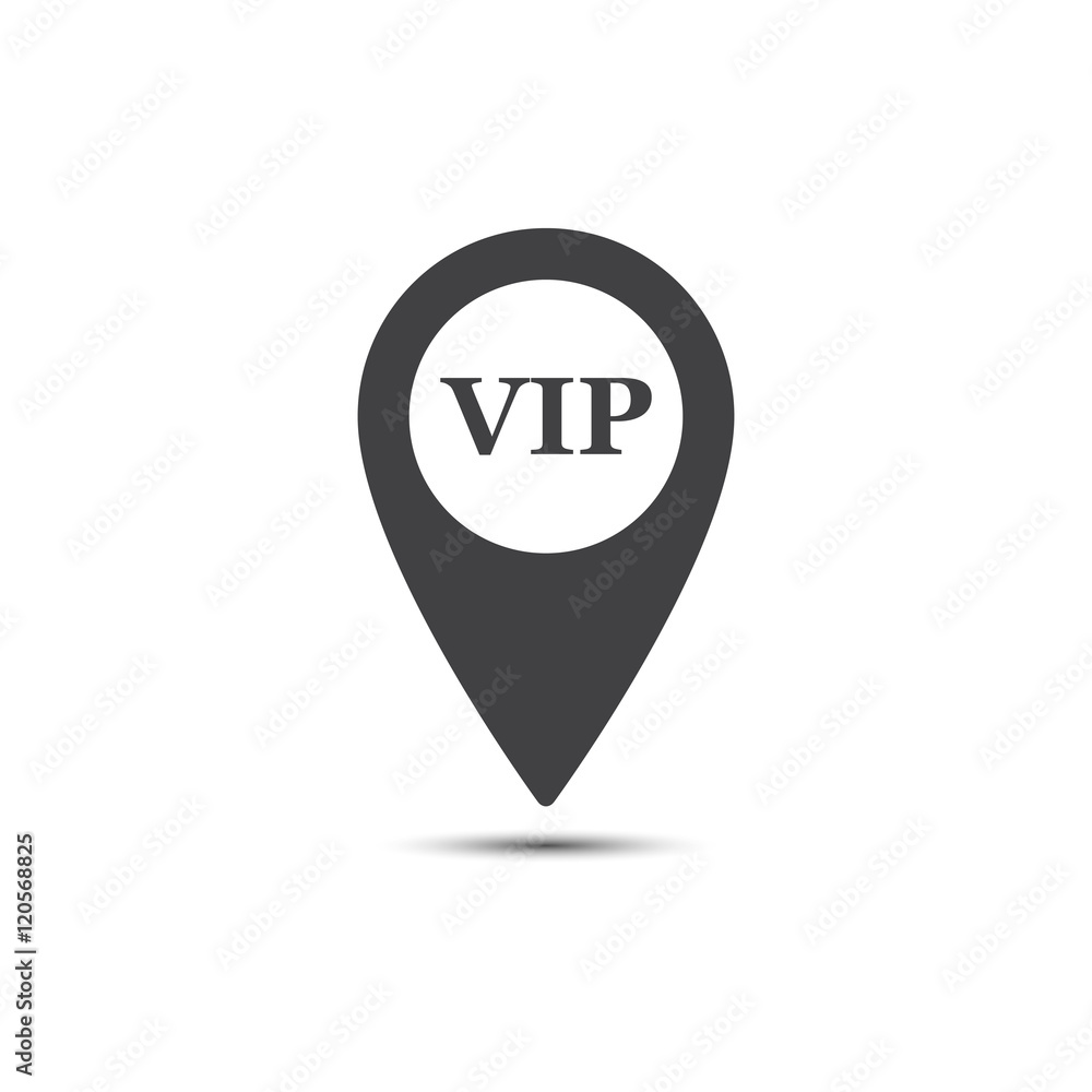 Simple map pointer with symbol vip. For location maps. Mark icon. Sign ...