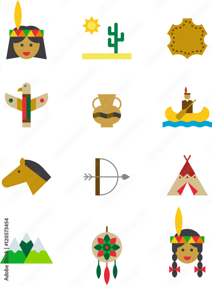 INDIAN colored flat icons Stock Vector | Adobe Stock