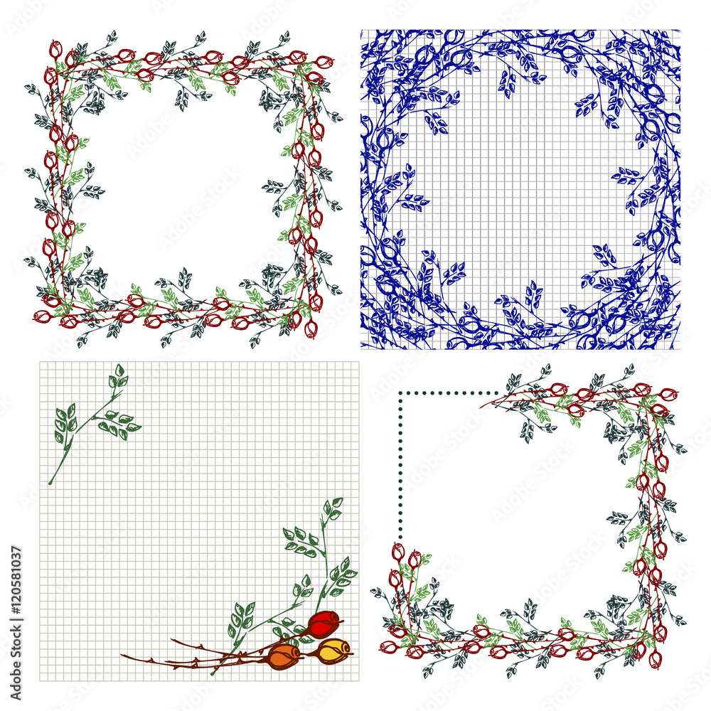 Set of vector floral frame, card, border. Greeting cards. Different ...