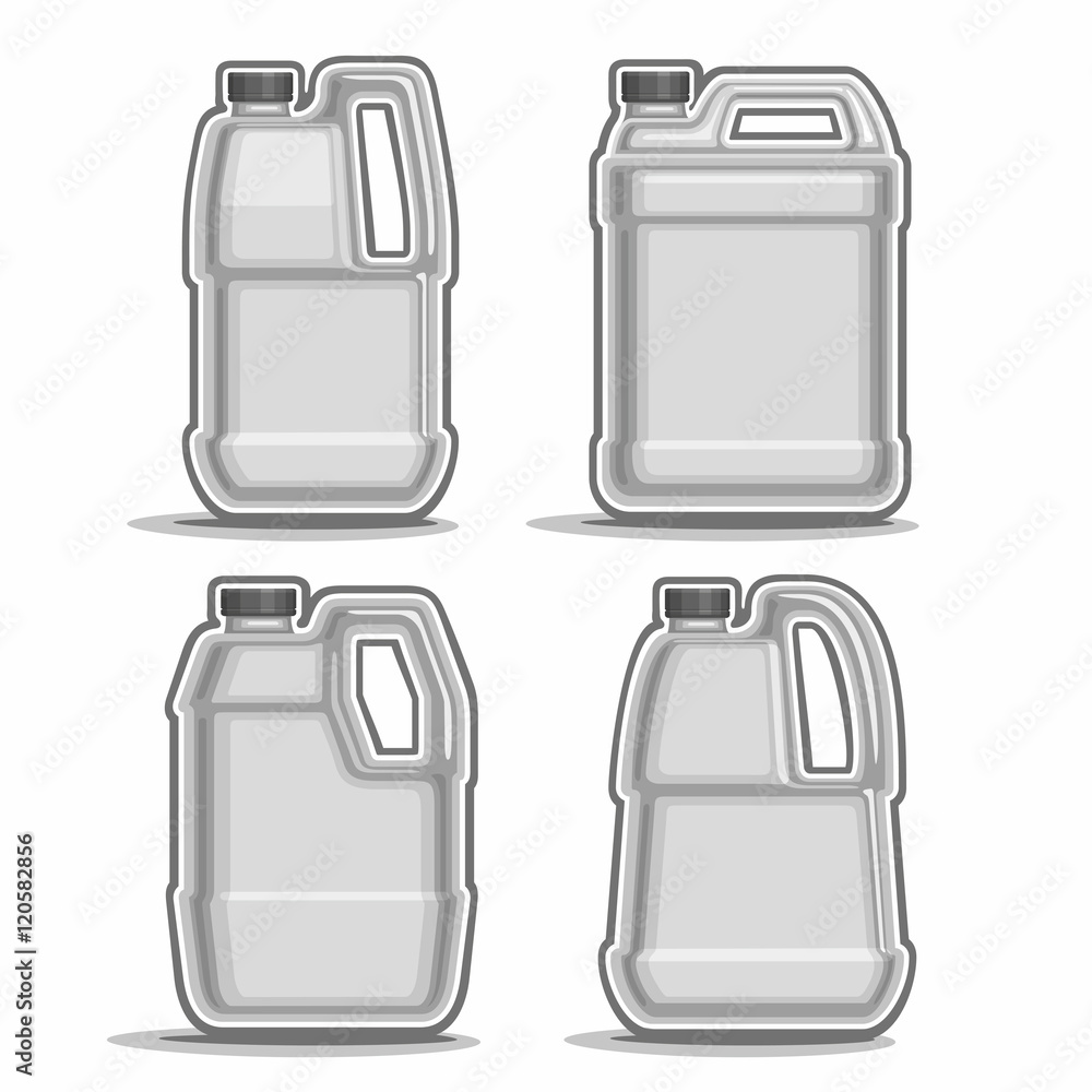 Vector logo monochrome canisters, consisting of 4 plastic grey ...