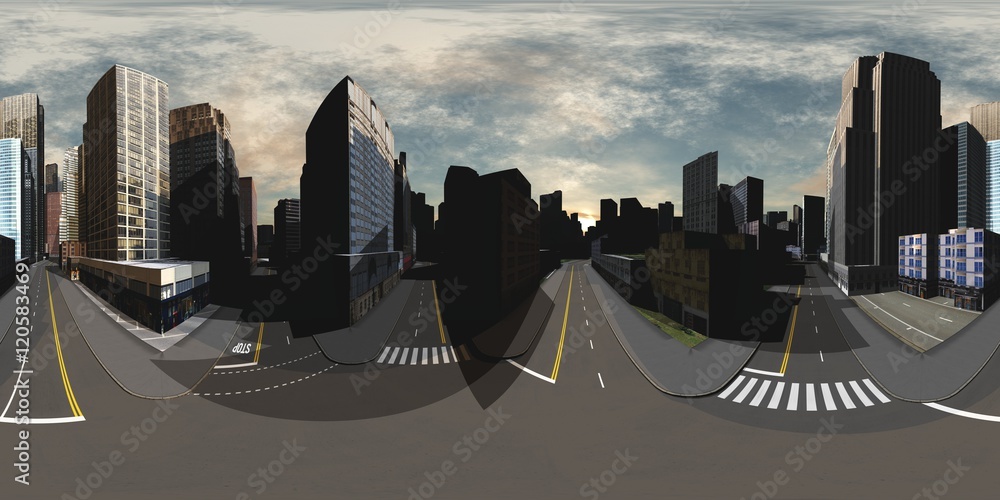 Cityscape. Environment map. HDRI map. Equirectangular projection ...