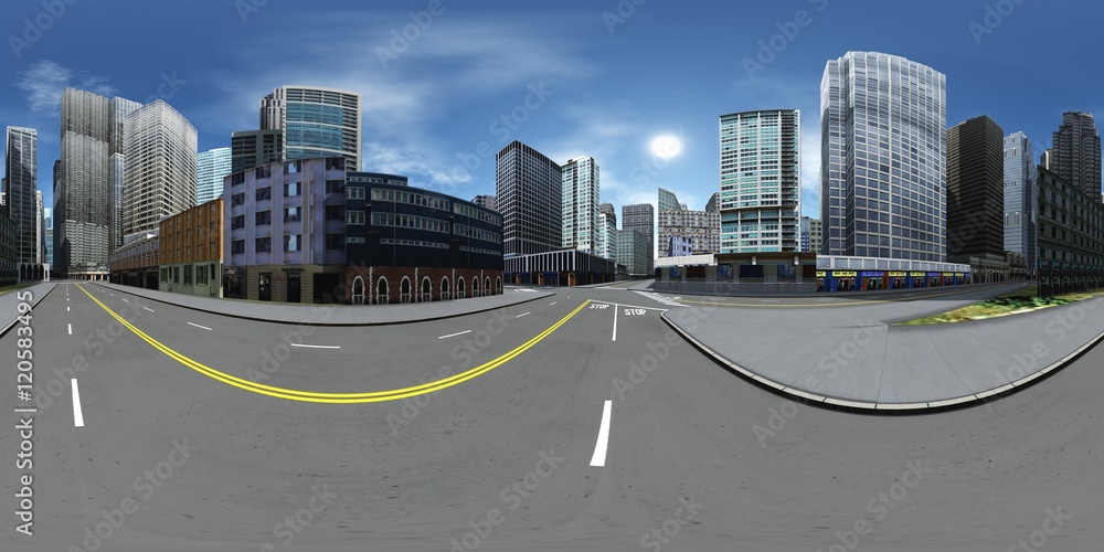 Cityscape. Environment map. HDRI map. Equirectangular projection ...