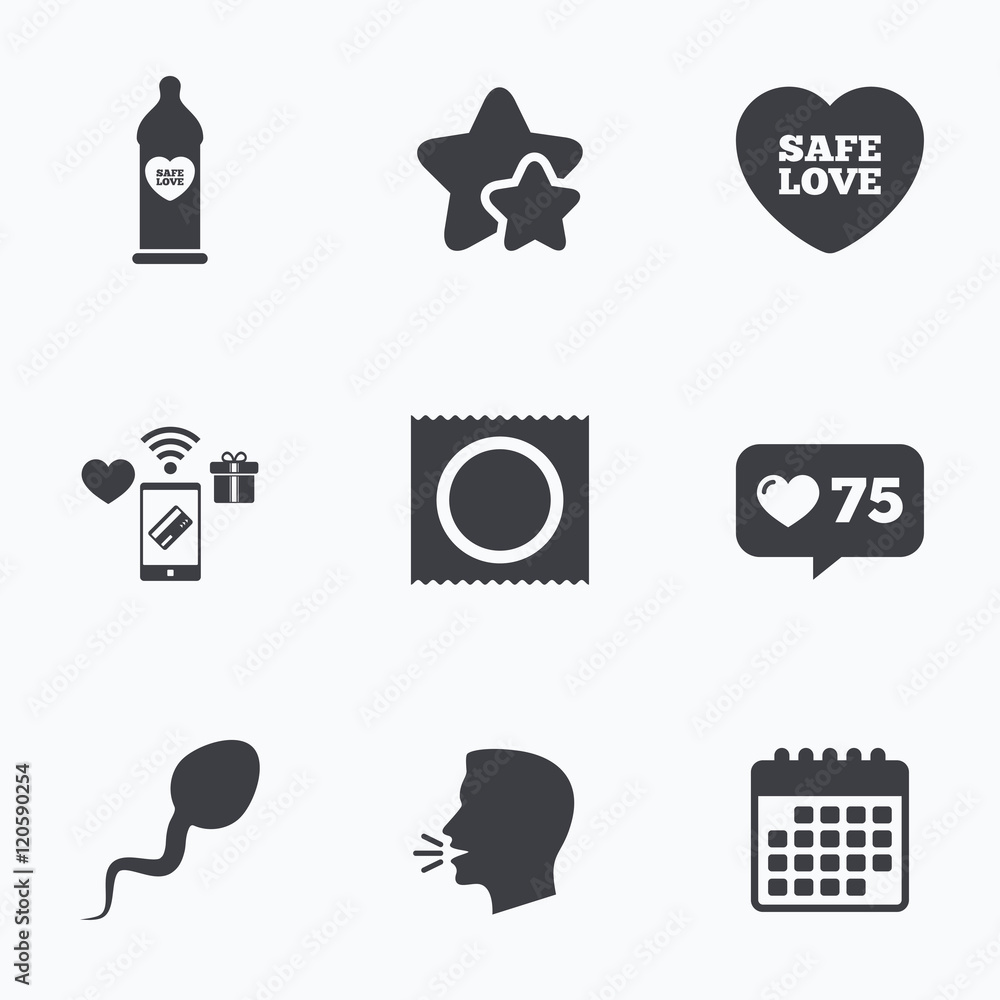 Safe Sex Love Icons Condom In Package Symbols Stock Vector Adobe Stock