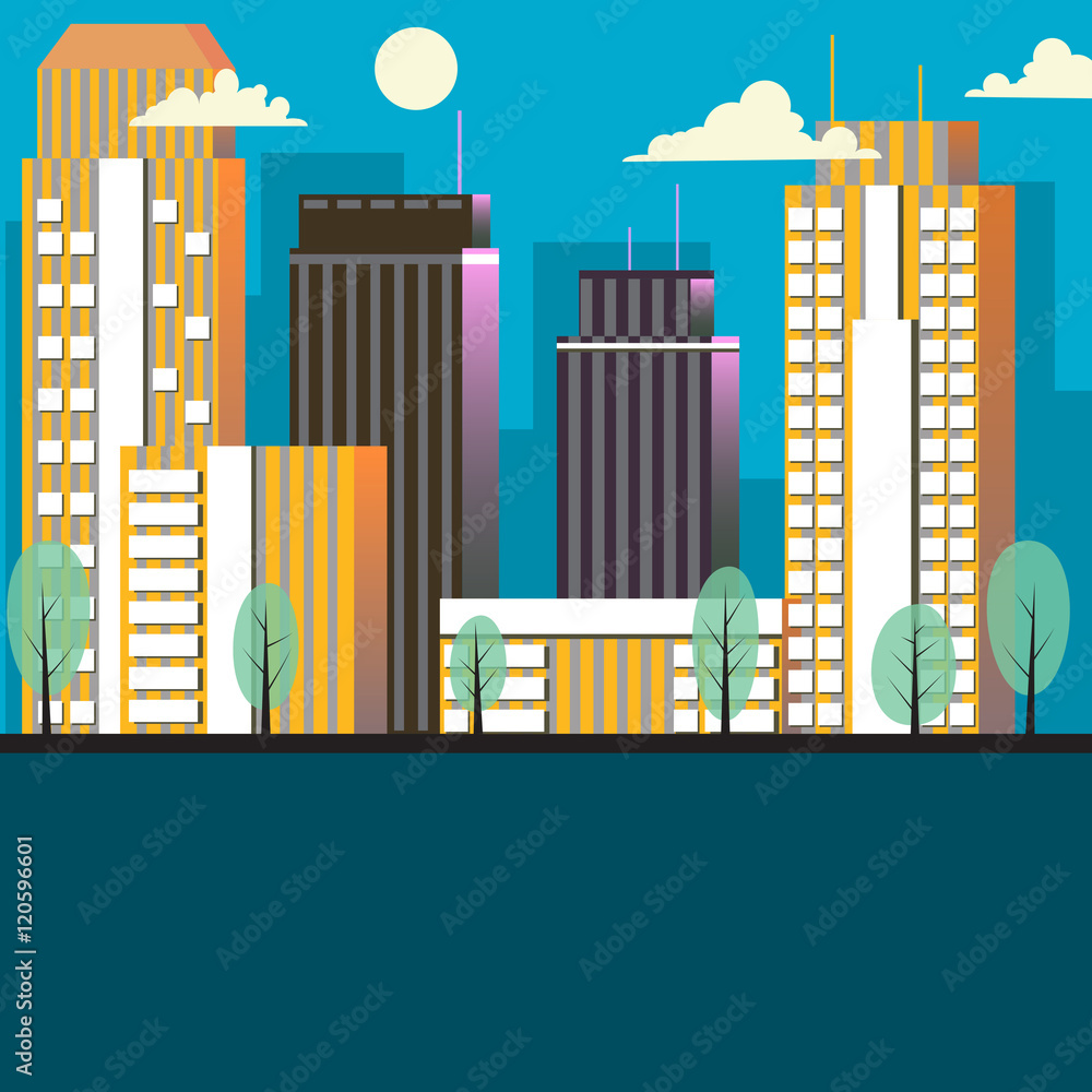 City landscape cartoon vector illustration Stock Vector | Adobe Stock