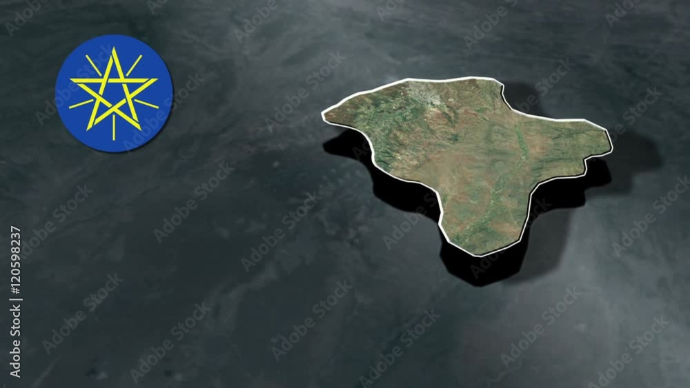 Harari Region with Coat Of Arms Animation Map Regions of Ethiopia Stock ...