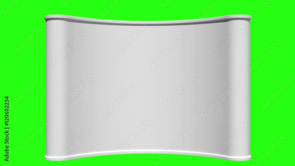 3d Trade show booth pop up white and blank. 3d motion graphic on green ...