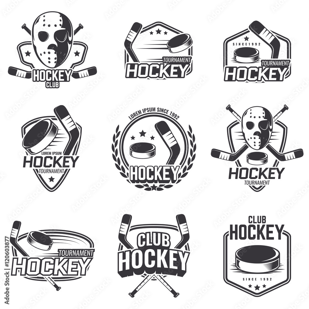 The logos on the theme of sport. Posters, stickers, emblems, logos for ...