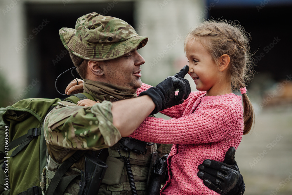 military father hugging his daughter Stock Photo | Adobe Stock