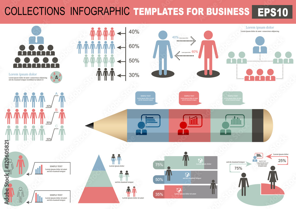 Collection of infographic people elements for business.Vector i Stock ...