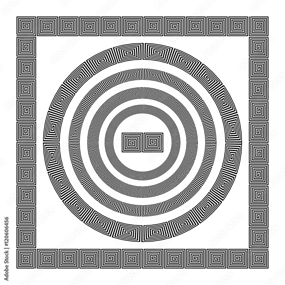 Greek traditional meander border set. Vector antique frame pack ...