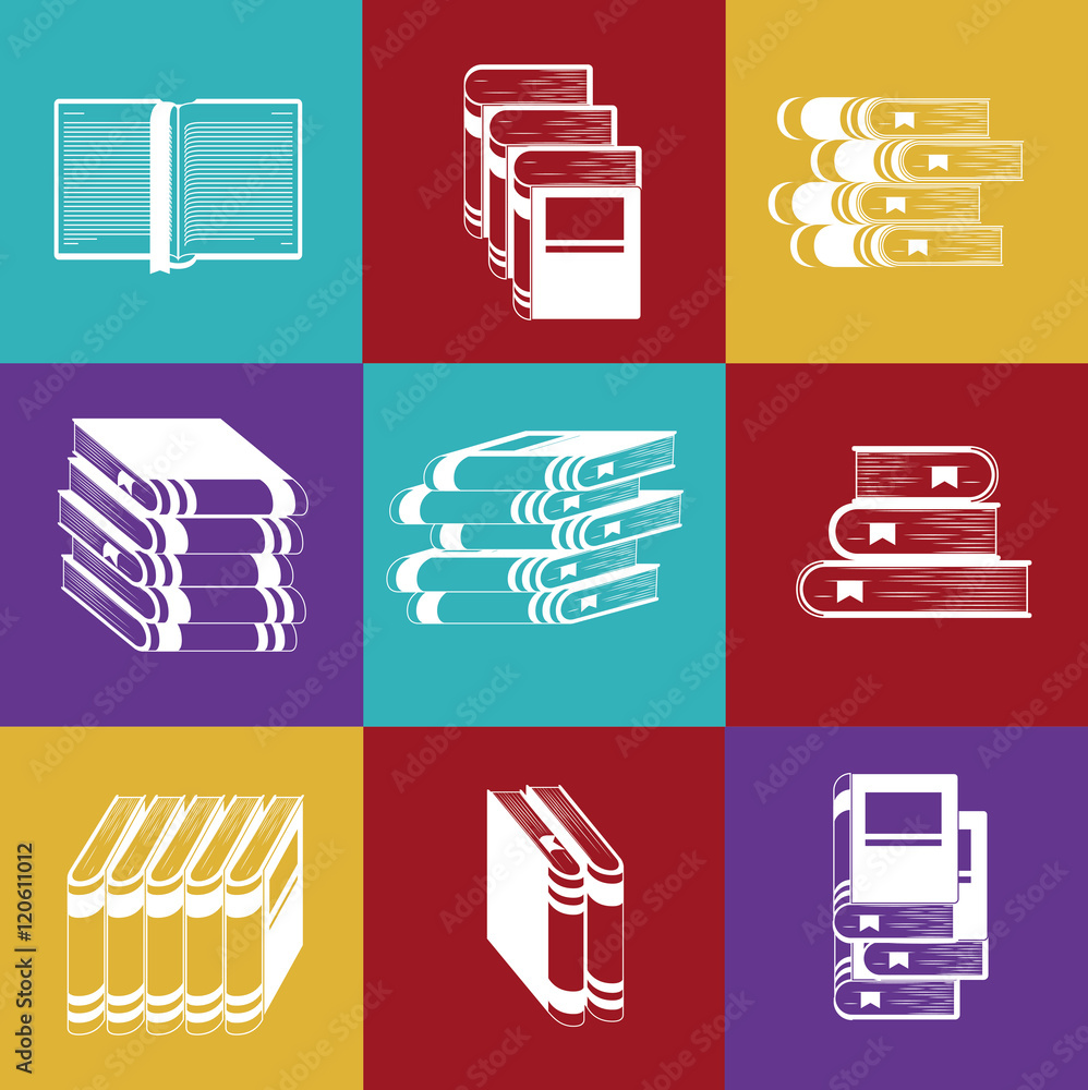 White book icon over colorful background. Education knowledge learning ...