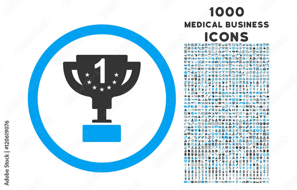 First Prize Cup rounded vector bicolor icon with 1000 medical business ...