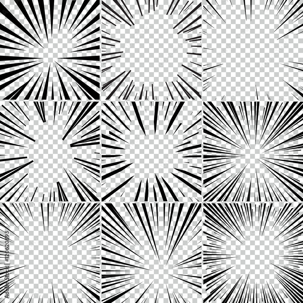 Comic book superhero pop art style black and white radial lines ...