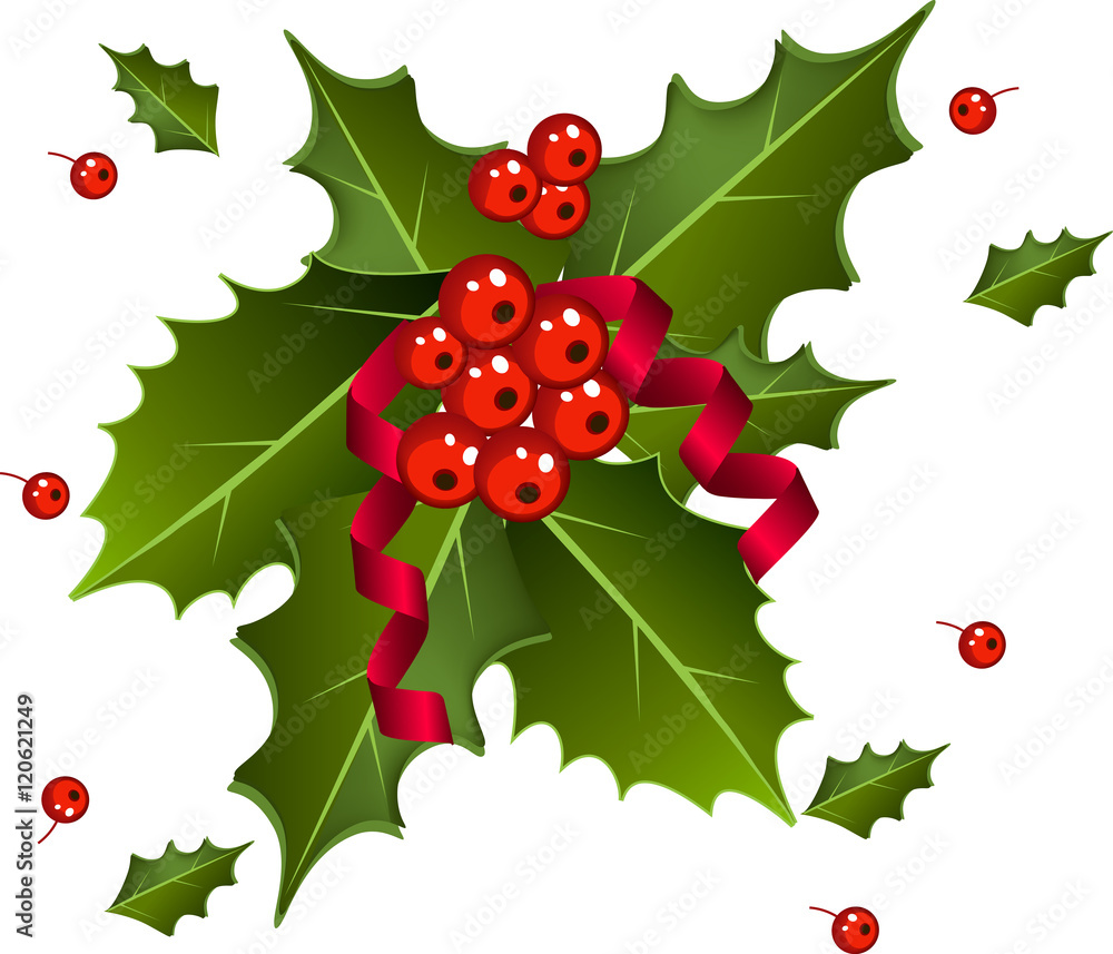 Free Holly And Ribbon Clipart