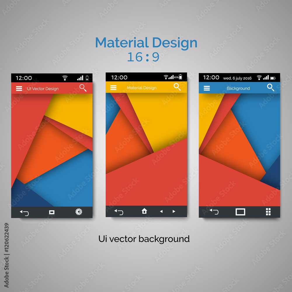 set of ui material design background . format 16:9 Stock Vector | Adobe ...