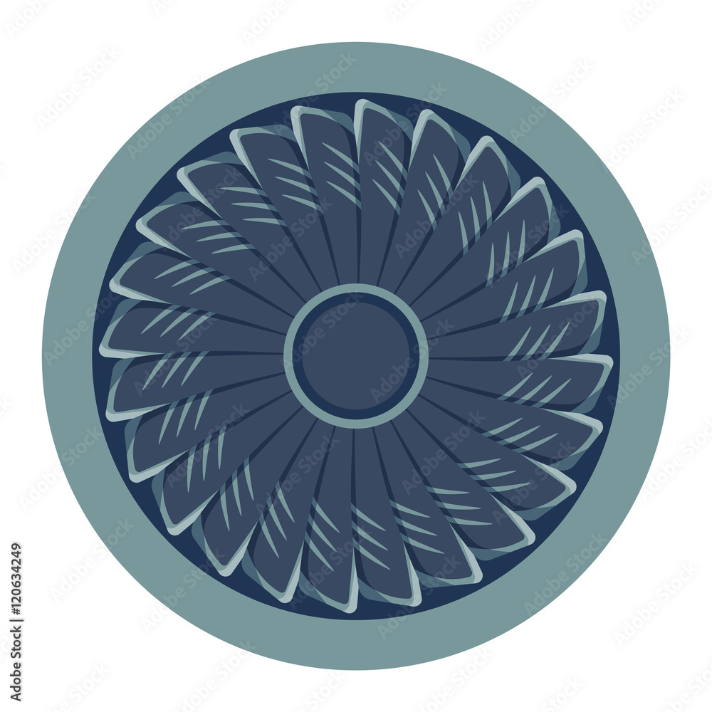 Turbine plane icon propeller fan rotation technology equipment. Fan ...