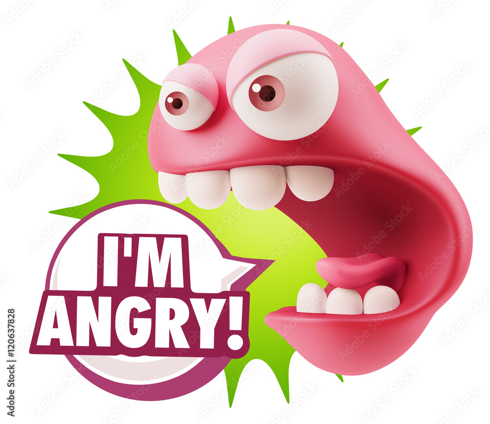 3d Rendering Angry Character Emoji saying I'm Angry with Colorfu Stock ...