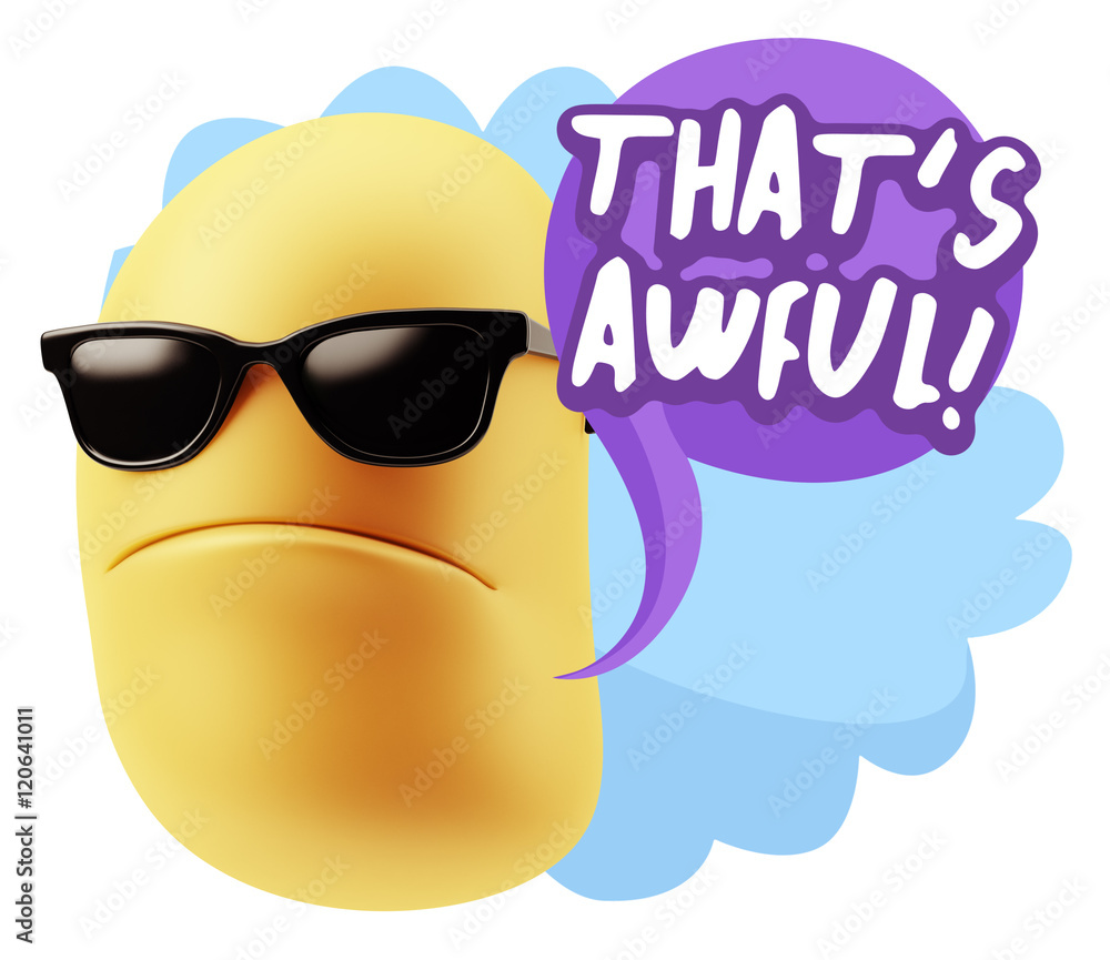 3d Rendering Angry Character Emoji saying That's Awful with Colo Stock ...