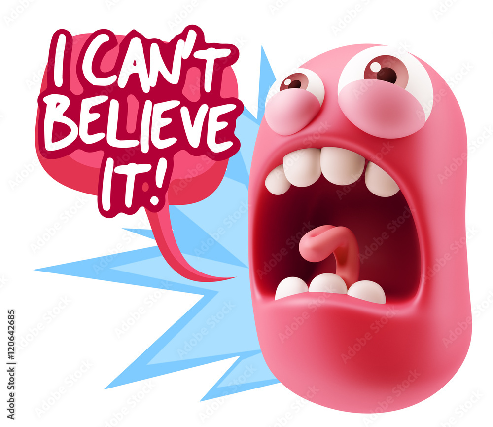 3d Rendering Angry Character Emoji saying I Can't Believe It wit Stock ...