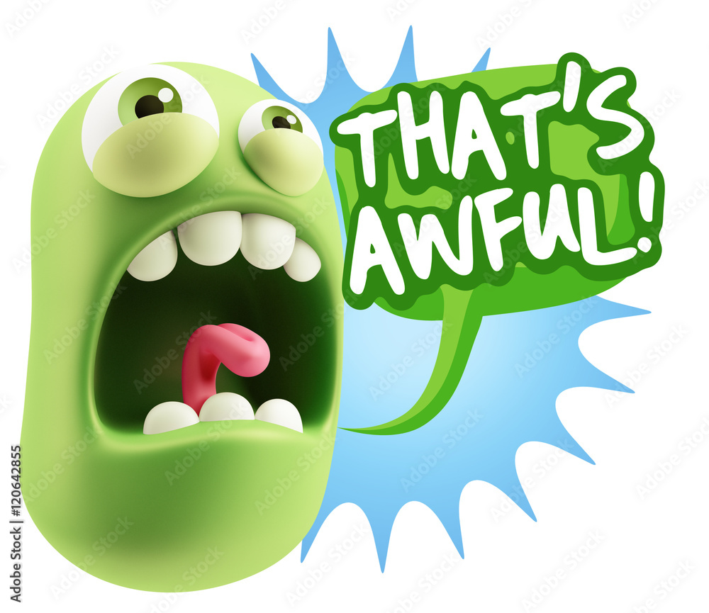 3d Rendering Angry Character Emoji saying That's Awful with Colo Stock ...