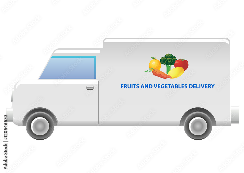 Fruit and vegetable delivery van vector image Stock Illustration ...