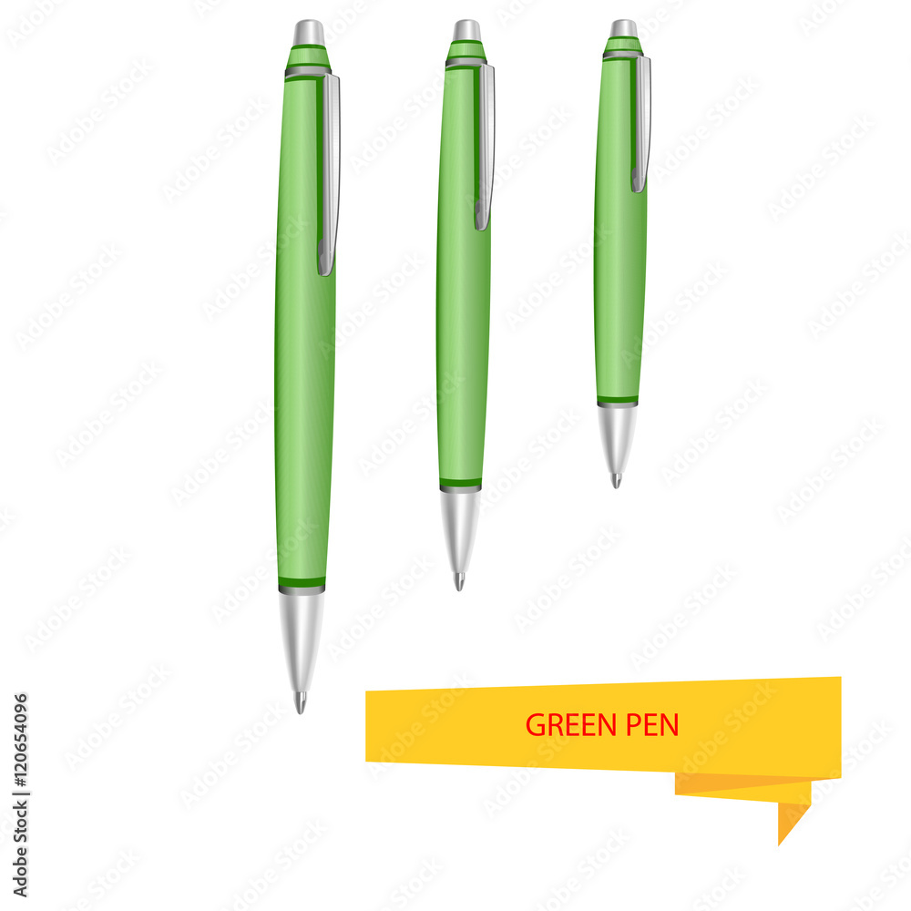 Three green pen Stock Vector | Adobe Stock
