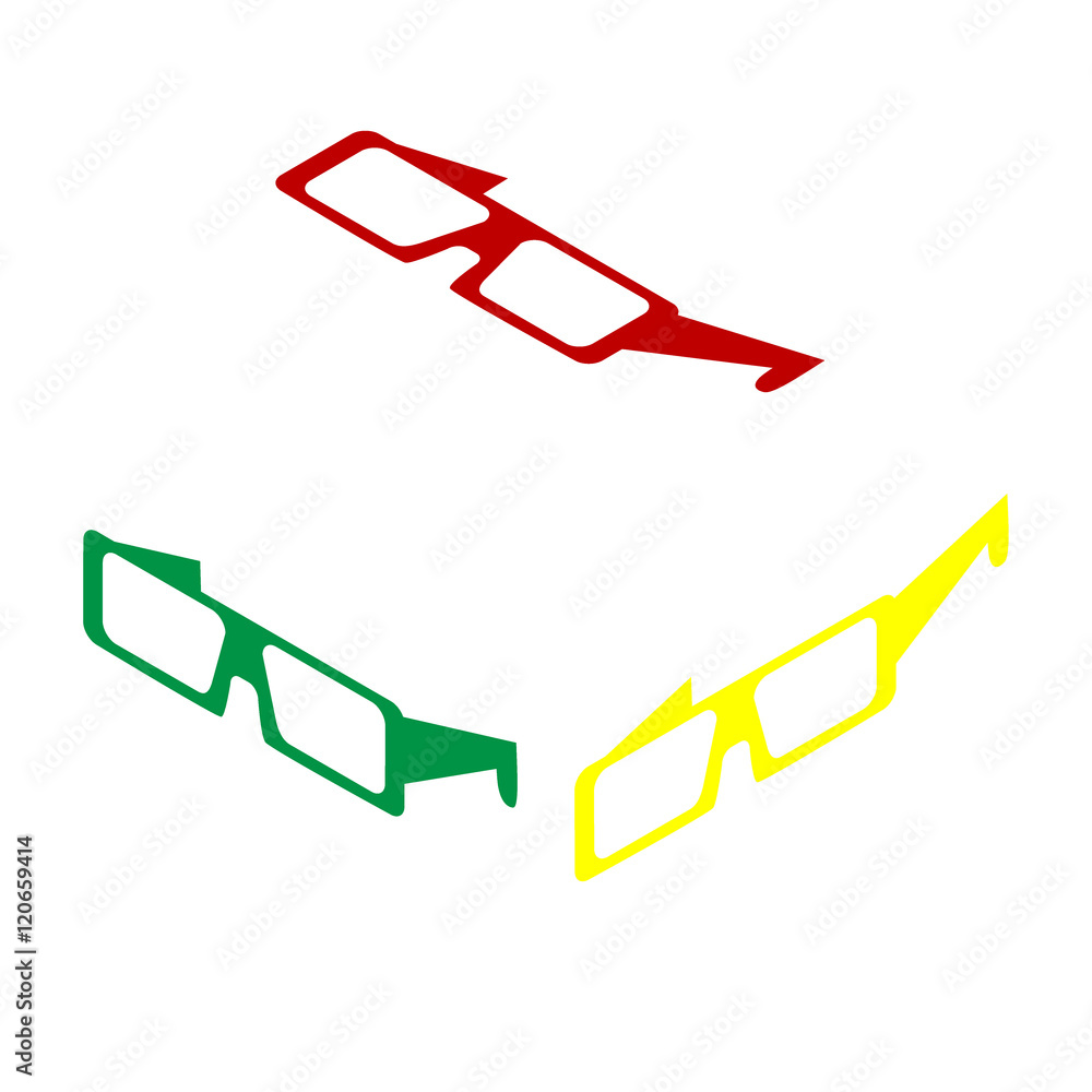 Modern glass sign. Isometric style of red, green and yellow icon. Stock ...