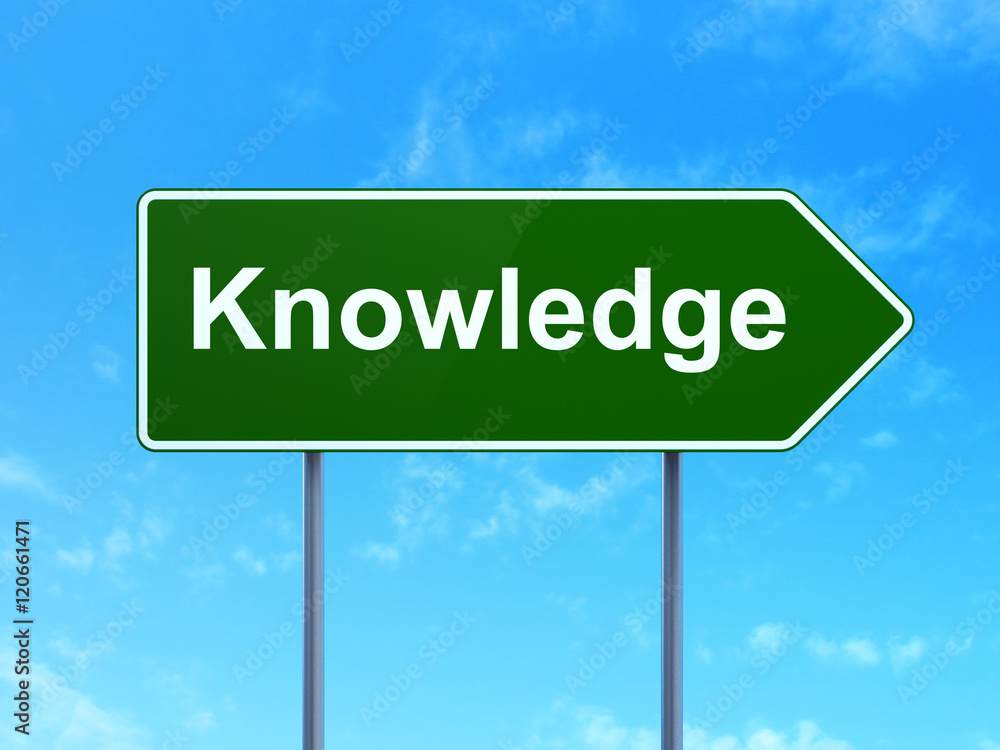 Studying concept: Knowledge on road sign background Stock Illustration ...