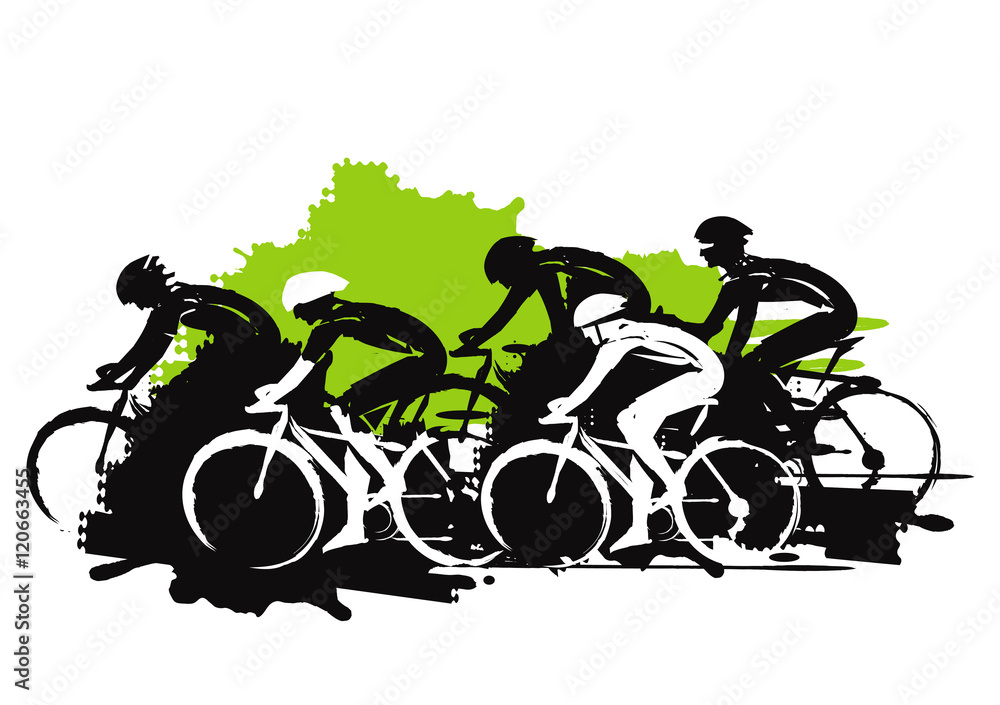 Road cycling racer. Black, expressive stylized illustration of cyclist ...