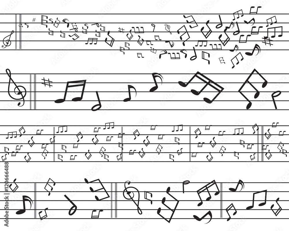 Various music notes on stave, vector illustration Stock Vector | Adobe ...