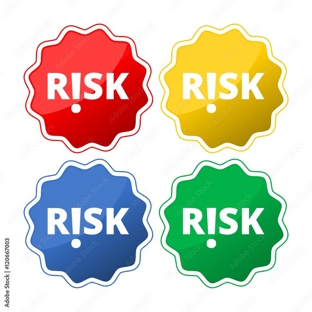 Risk!, Exclamation Risk sign icon button Stock Vector | Adobe Stock
