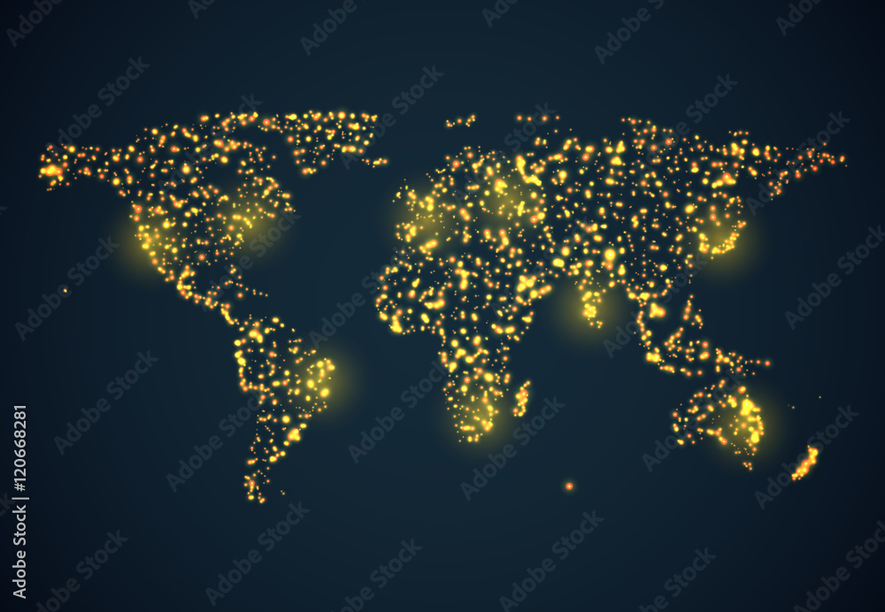 Abstrackt bright glowing map on dark blue background Stock Vector ...