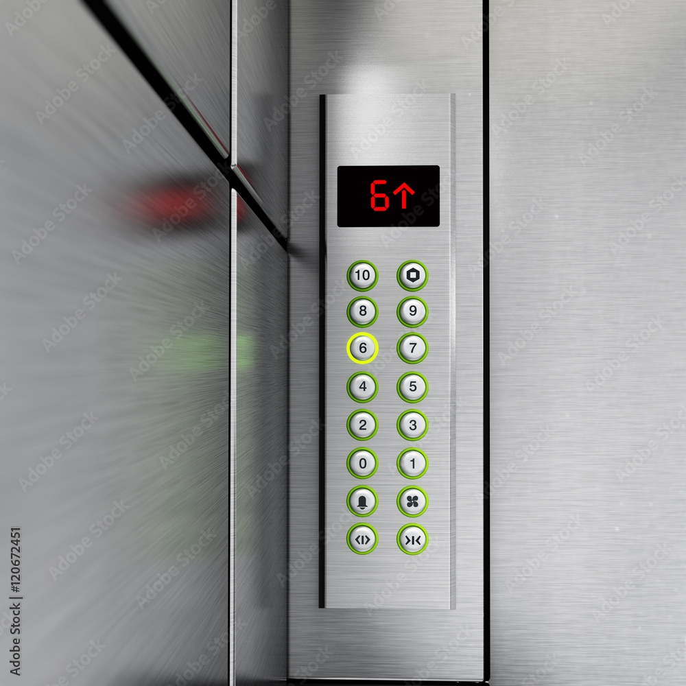 Elevator panel with buttons and LCD display. 3D illustration Stock ...