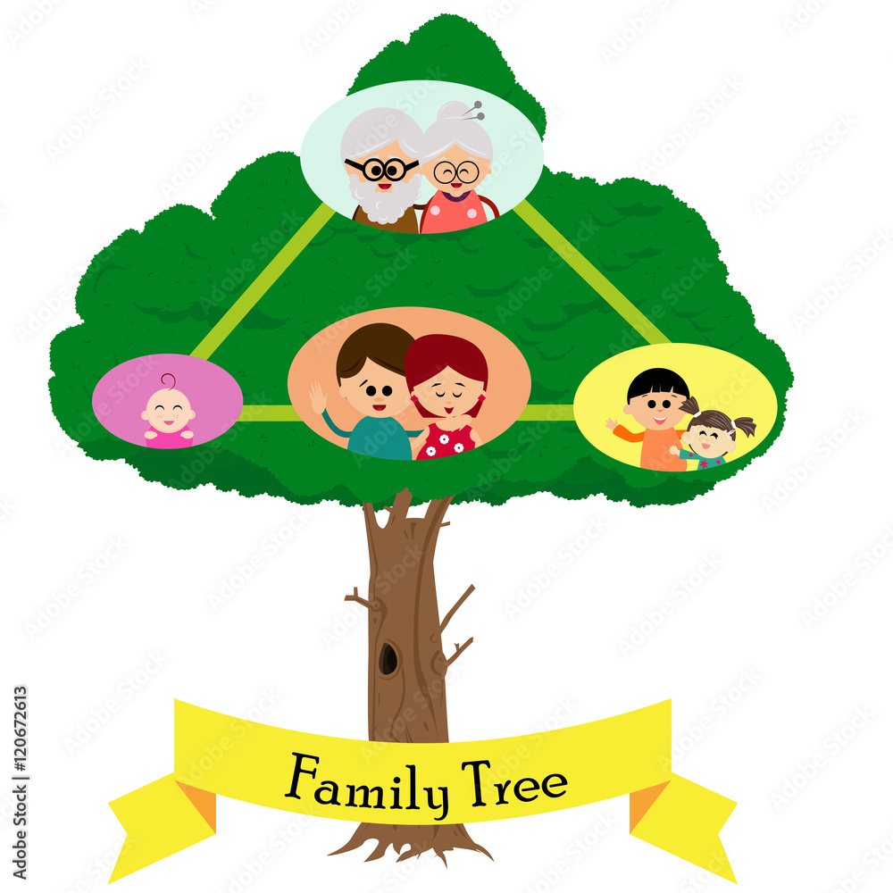 Family tree with grandparents, parents and children. Stock Vector ...