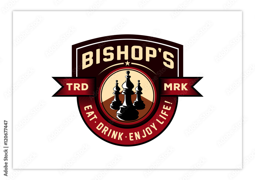 Vintage Badges with Simple Bishop Image Stock Vector | Adobe Stock