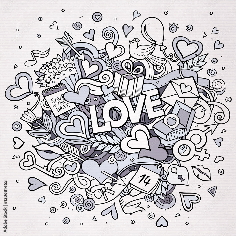 Cartoon vector hand drawn Doodle Love illustration Stock Vector | Adobe ...